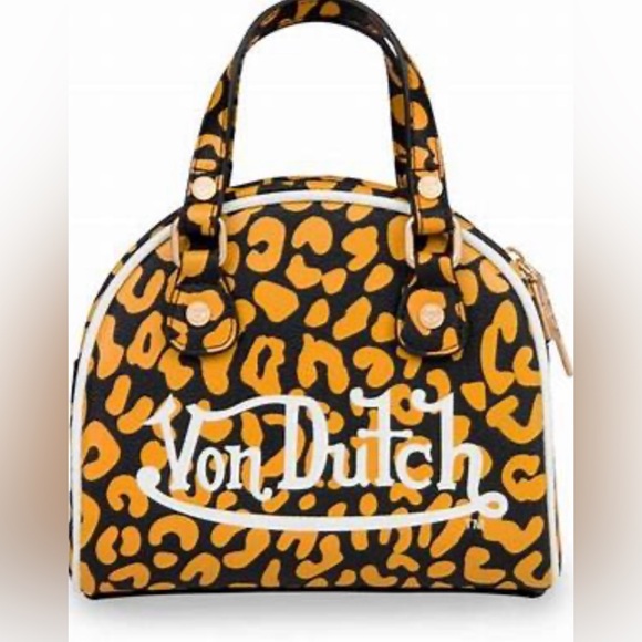 Von Dutch | Bags | Nwtib Von Dutch Bags Black Orange Cheetah Bowler Bag ...